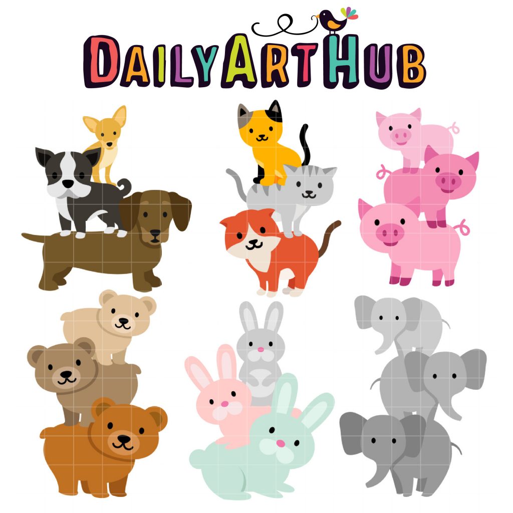 Stack Up Animals Clip Art Set – Daily Art Hub // Graphics, Alphabets & SVG