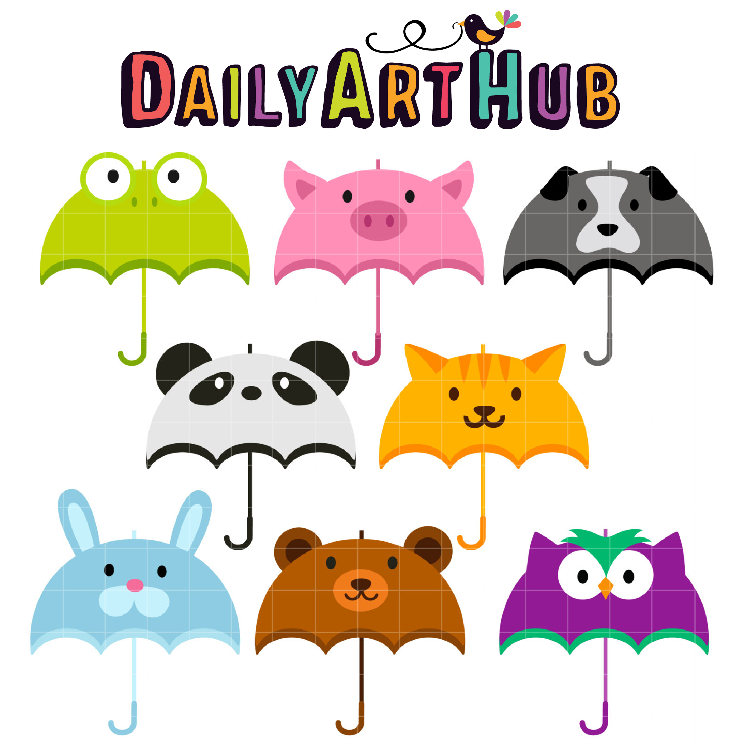 Animal Umbrellas Clip Art Set – Daily Art Hub – Free Clip Art Everyday