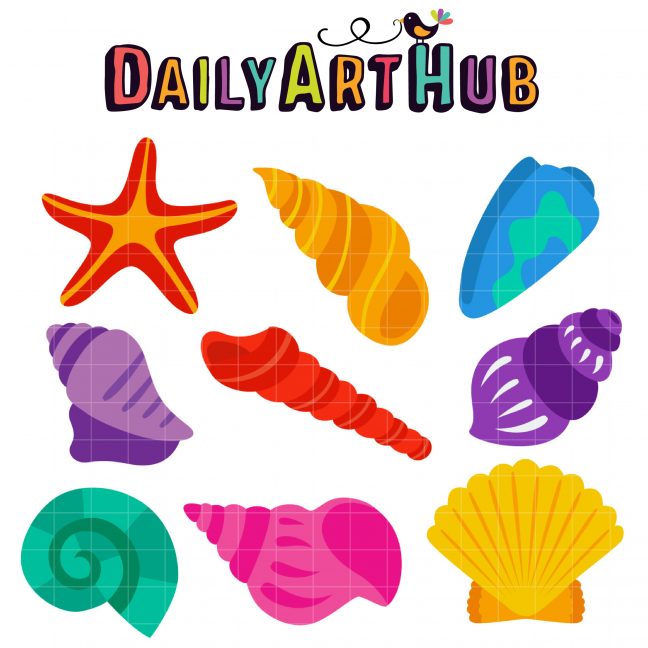 Bright Seashells Clip Art Set – Daily Art Hub – Free Clip Art Everyday