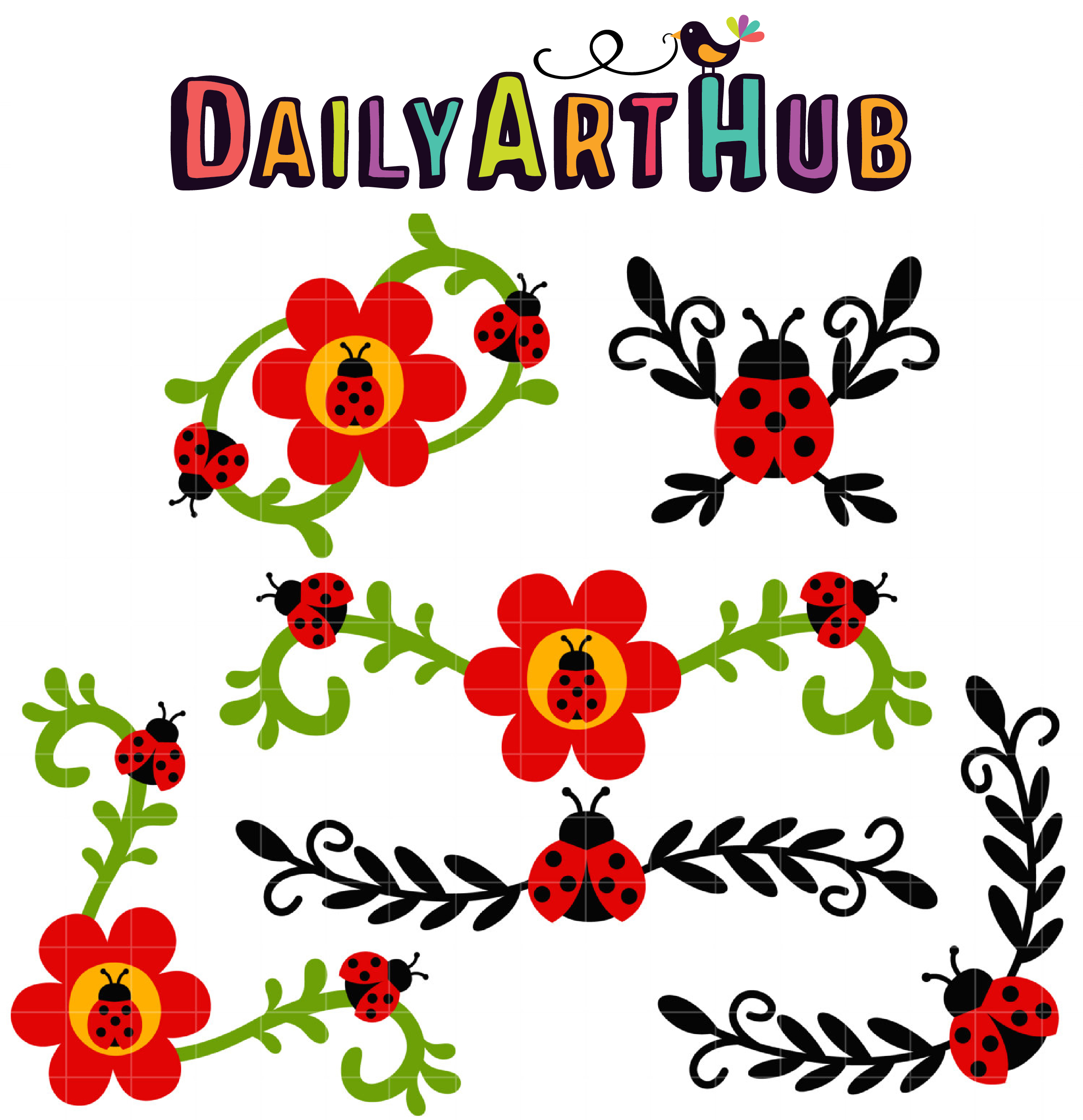 Lady Bug Corners and Borders Clip Art Set – Daily Art Hub – Free Clip ...