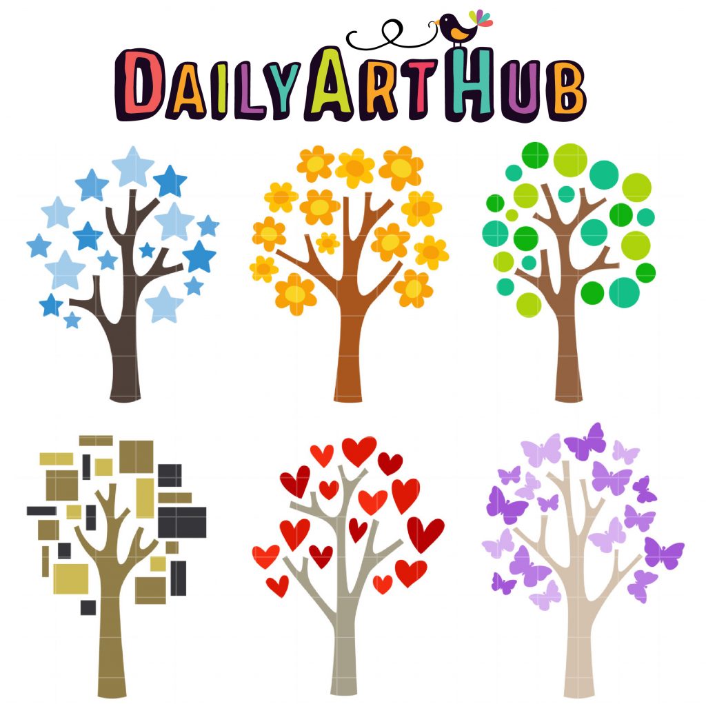 Shape Trees Clip Art Set – Daily Art Hub // Graphics, Alphabets & SVG