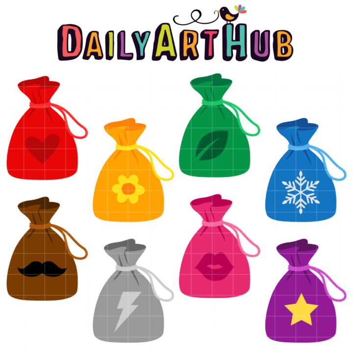 Multicolor String Bags Clip Art Set – Daily Art Hub // Graphics ...
