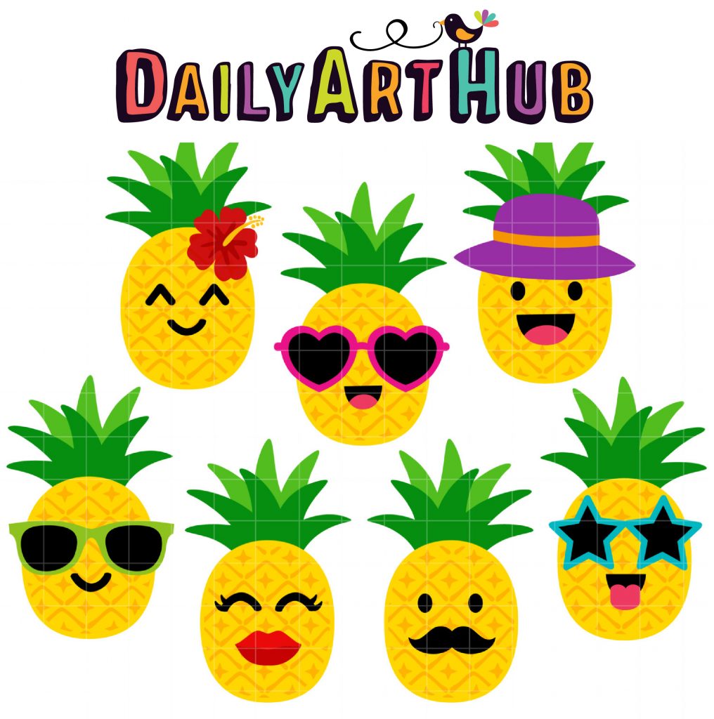 Cool Pineapples Clip Art Set – Daily Art Hub // Graphics, Alphabets & SVG