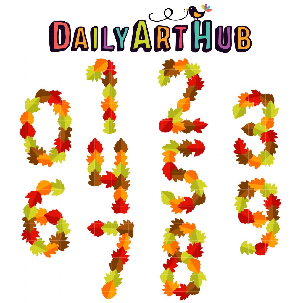 Falling Leaves Numbers Clip Art Set – Daily Art Hub // Graphics ...