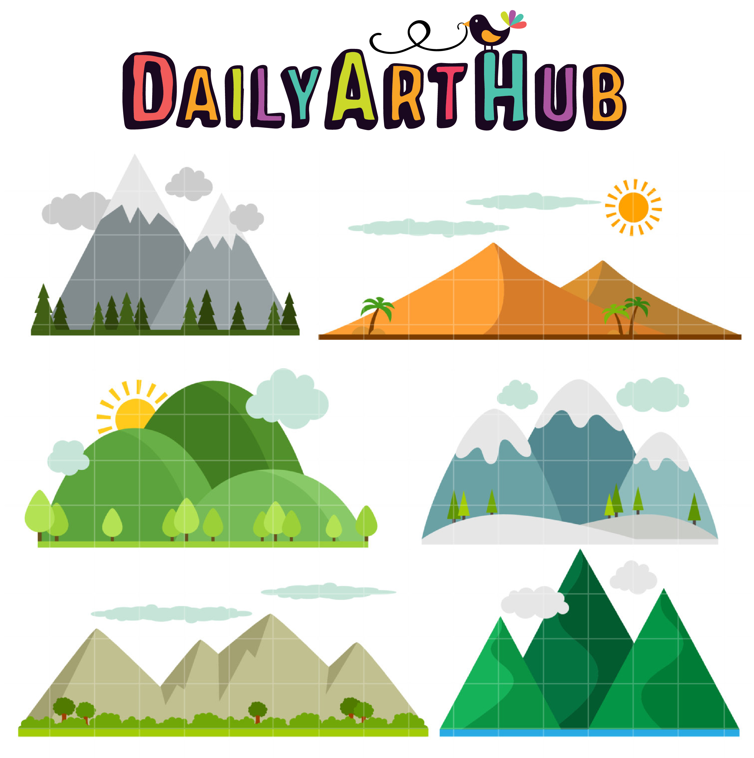 Mountain Landscapes Clip Art Set – Daily Art Hub – Free Clip Art Everyday