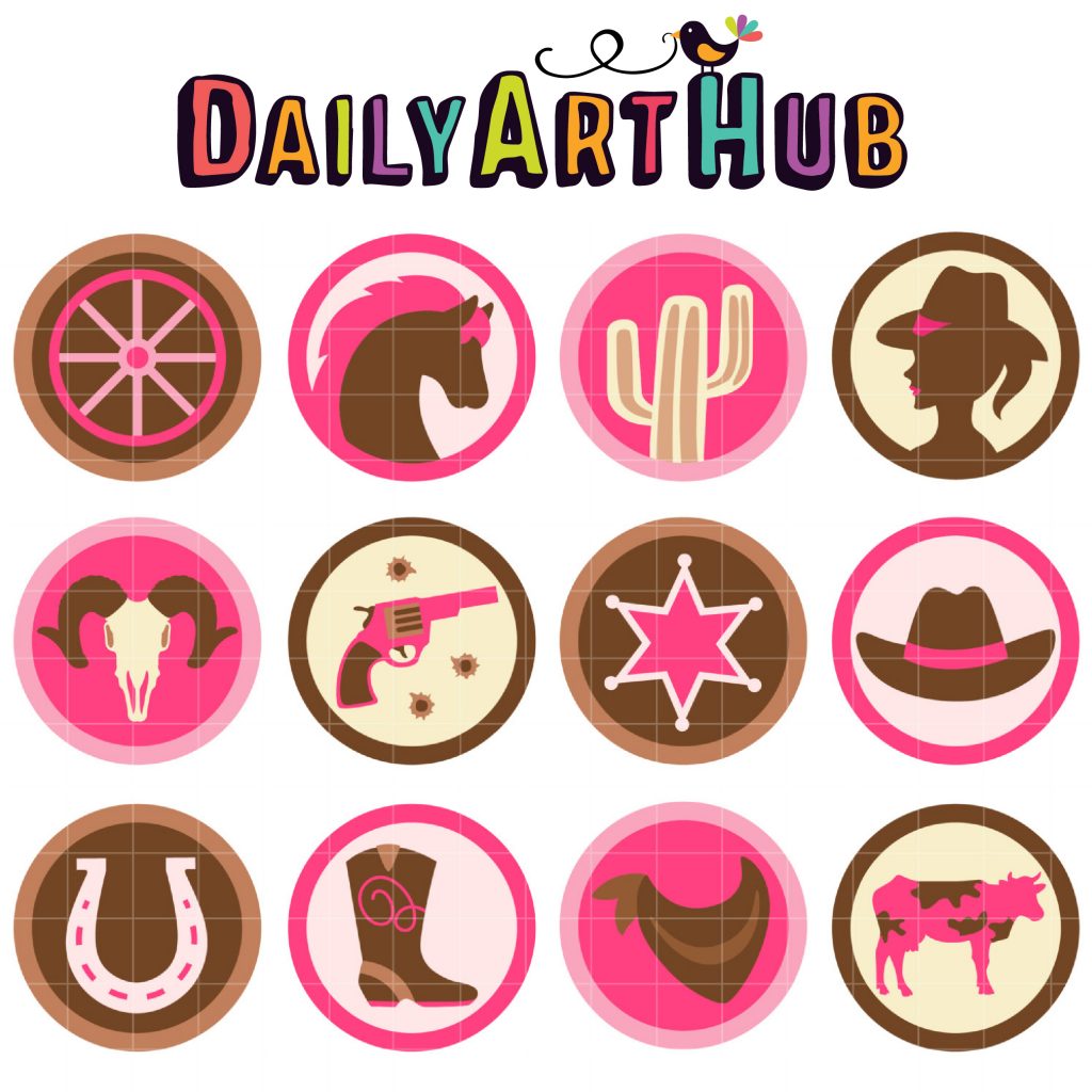 Pink Cowgirl Collage Sheet Clip Art Set – Daily Art Hub // Graphics ...