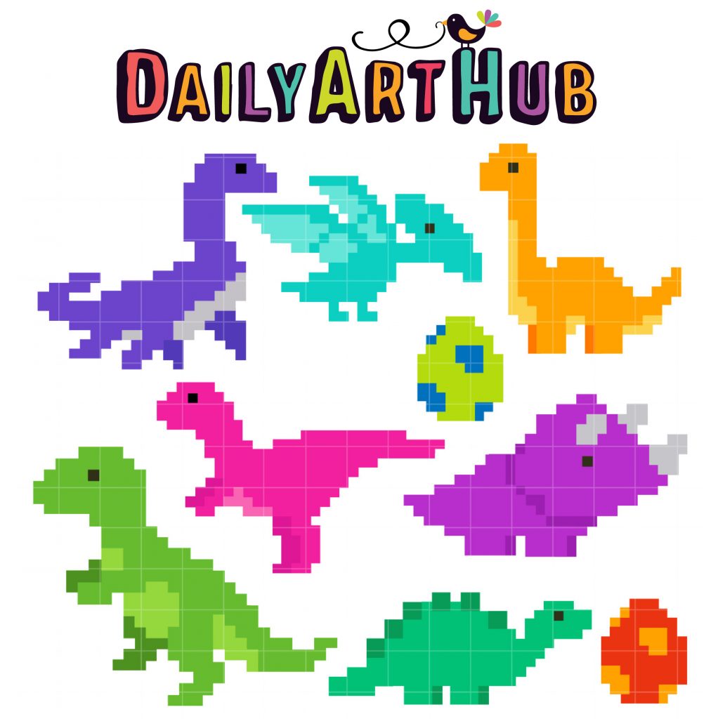 Pixel Dino Clip Art Set – Daily Art Hub // Graphics, Alphabets & SVG