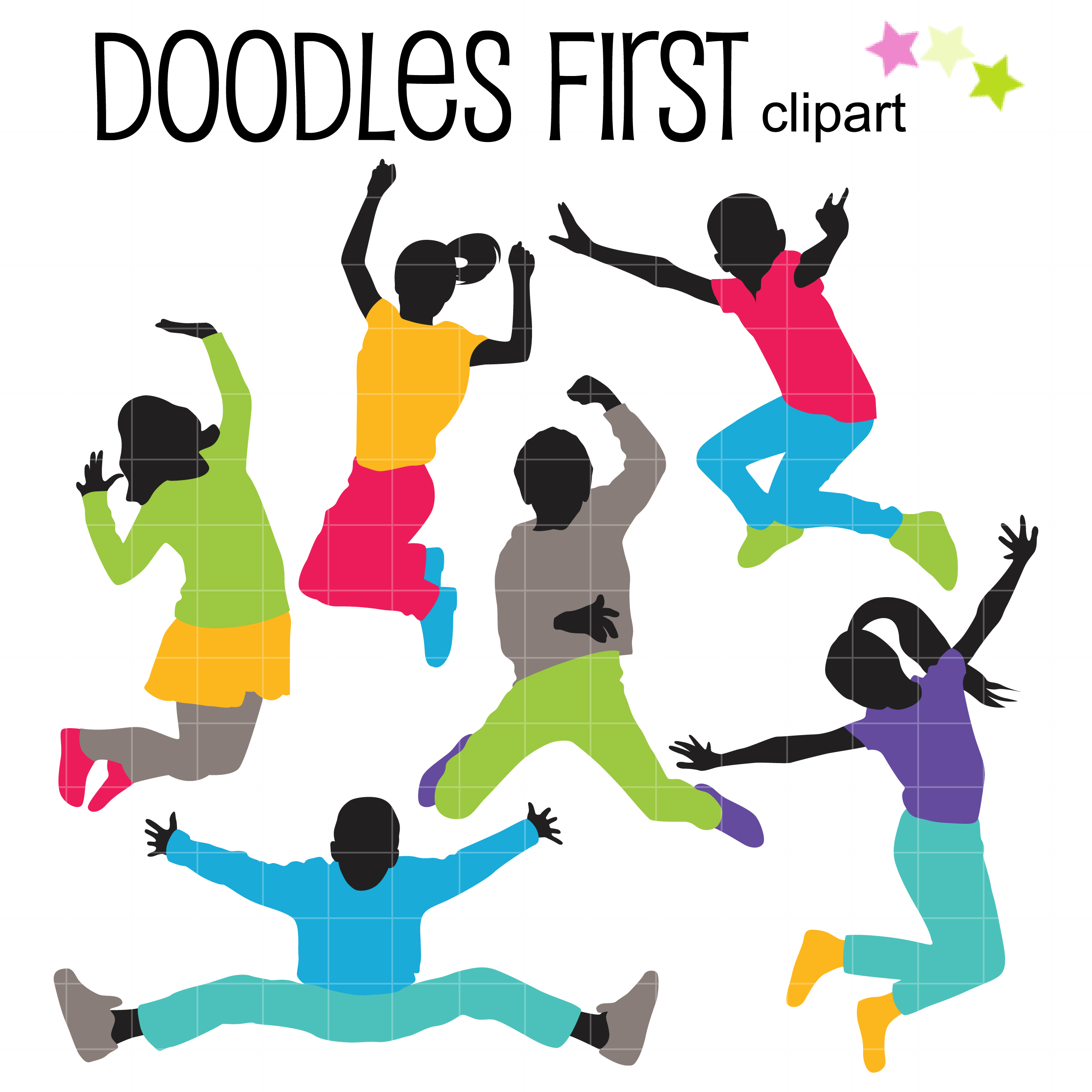 Jumping Kids Art Set – Daily Art Hub – Free Clip Art Everyday