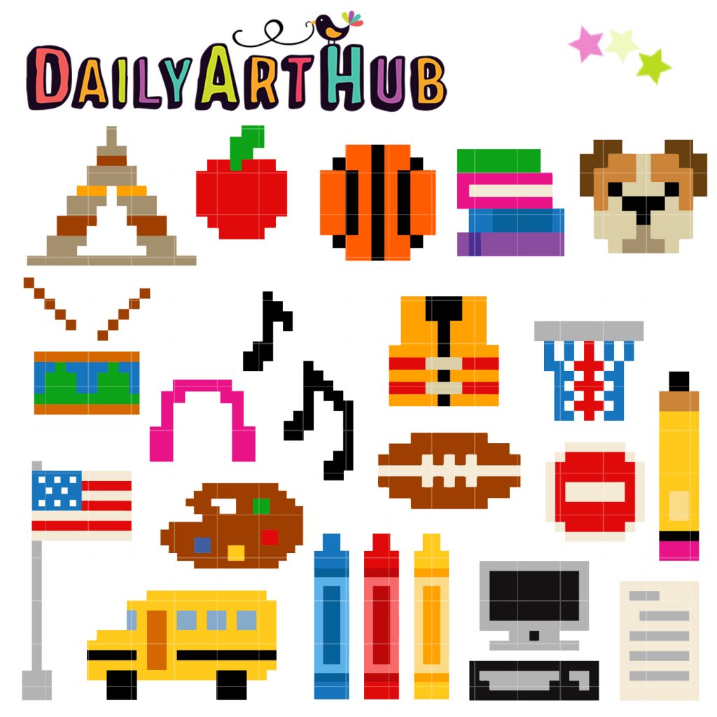School and misc. pixel art – Daily Art Hub // Graphics, Alphabets & SVG