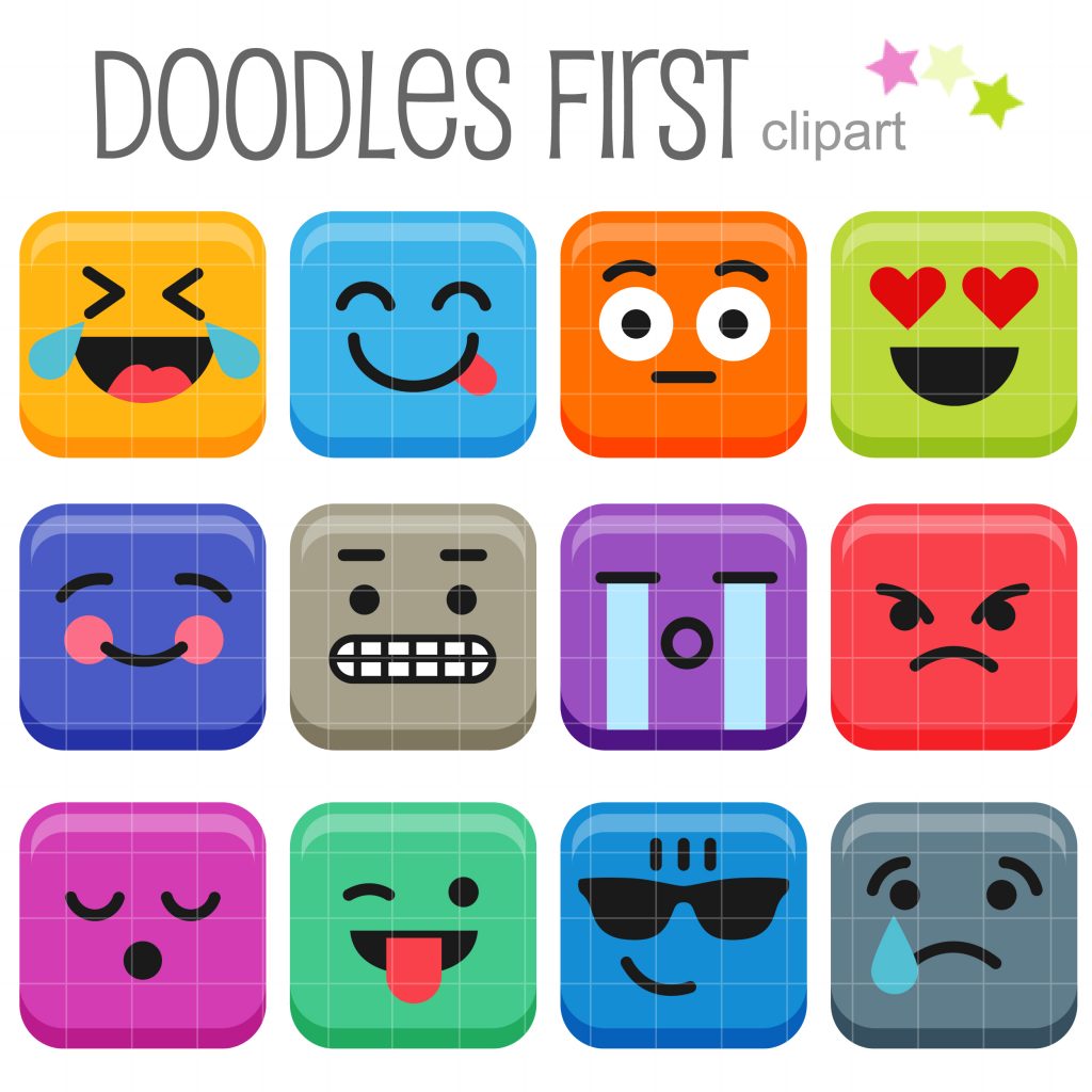 Colorful Blocks Emoticons Clip Art Set – Daily Art Hub // Graphics ...