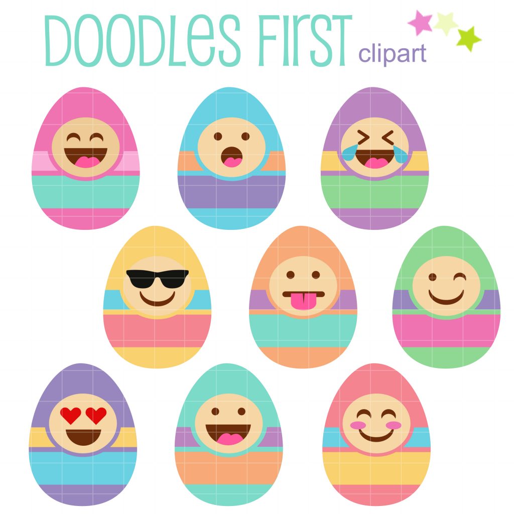 Easter Egg Faces Clip Art Set – Daily Art Hub // Graphics, Alphabets & SVG