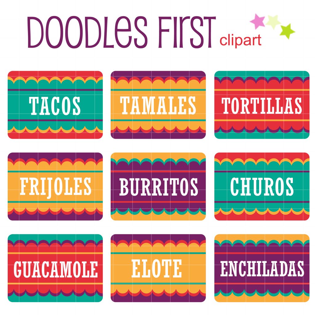 Fiesta Food Labels Clip Art Set – Daily Art Hub // Graphics, Alphabets ...