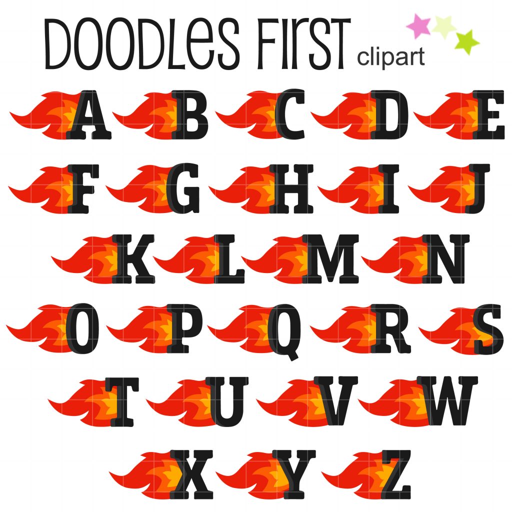 Flaming Letters Clip Art Set – Daily Art Hub // Graphics, Alphabets & SVG