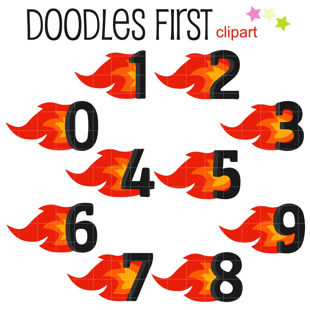 Flaming Numbers Clip Art Set – Daily Art Hub // Graphics, Alphabets & SVG