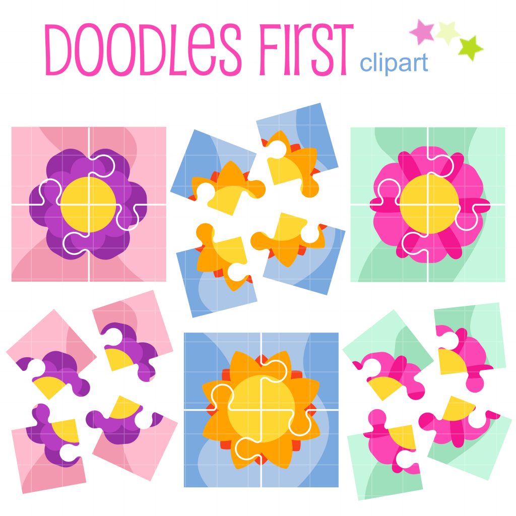 Flower Puzzles Clip Art Set – Daily Art Hub // Graphics, Alphabets & SVG