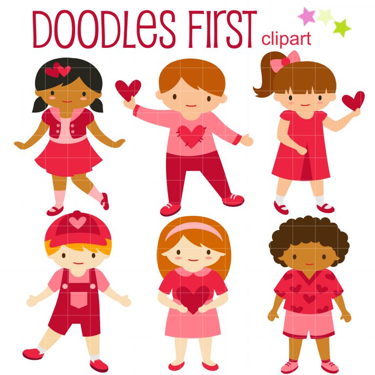 Valentine Kids Clip Art Set – Daily Art Hub // Graphics, Alphabets & SVG