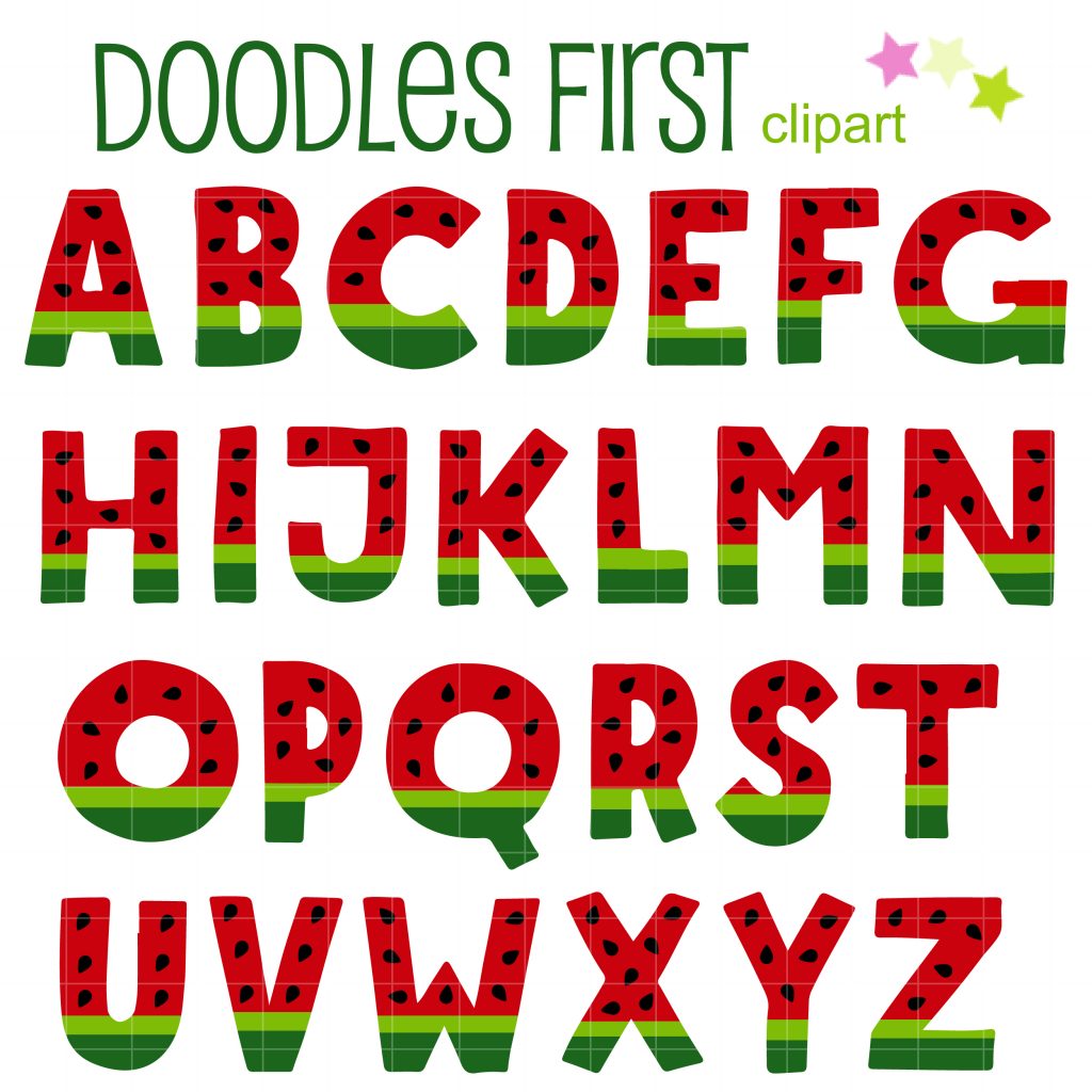 Watermelon Letters Clip Art Set – Daily Art Hub // Graphics, Alphabets ...