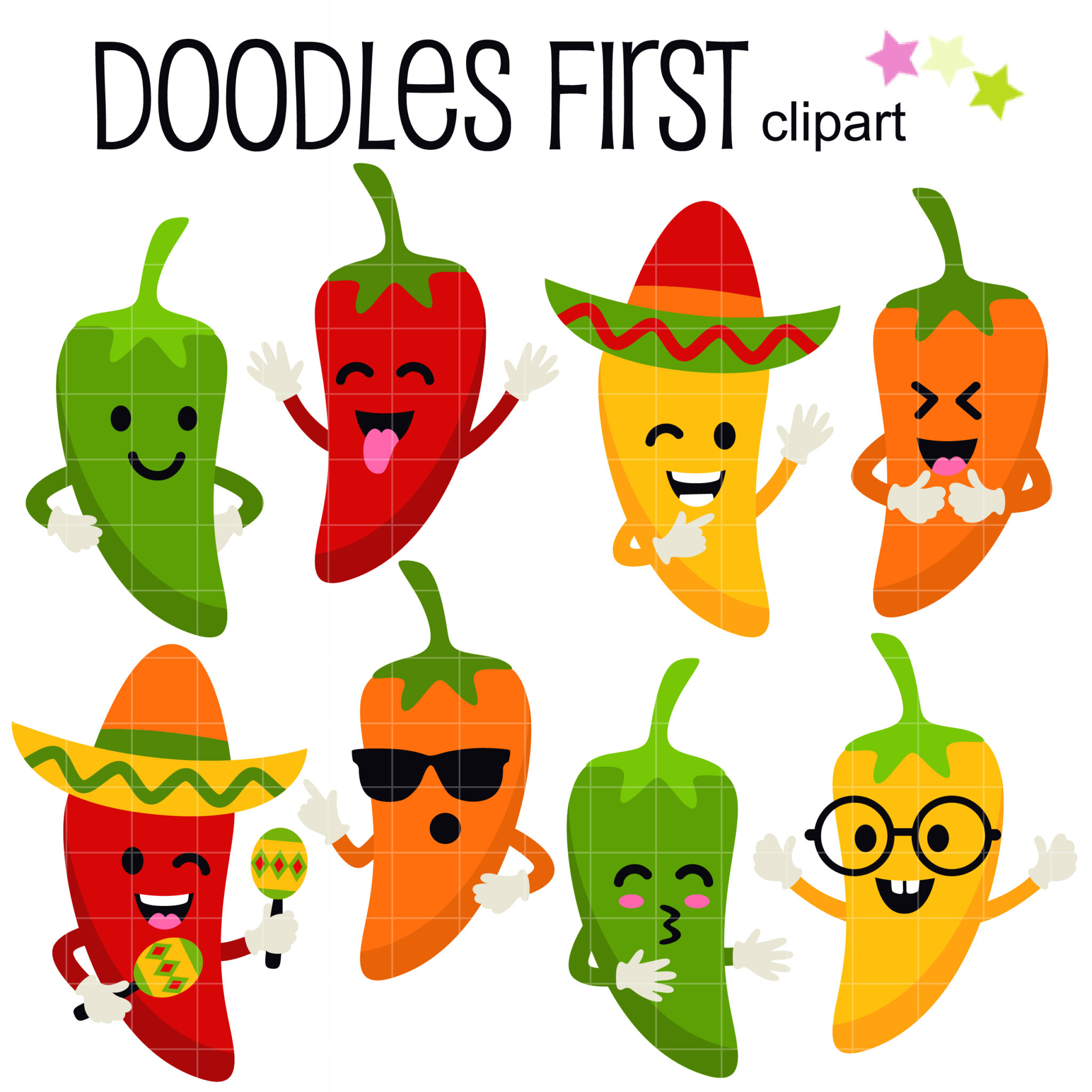 Happy Jalapenos Art Set – Daily Art Hub // Graphics, Alphabets & SVG