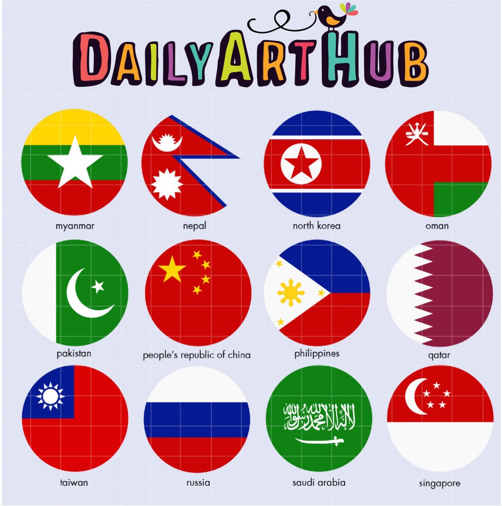 Asian Flags Clip Art Set – Daily Art Hub // Graphics, Alphabets & SVG