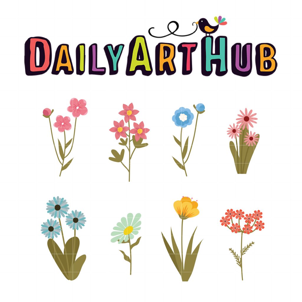 Flower Set Clip Art Set – Daily Art Hub // Graphics, Alphabets & SVG