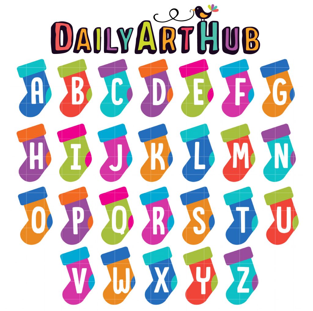 Christmas Stockings Alphabet Clip Art Set – Daily Art Hub // Graphics ...