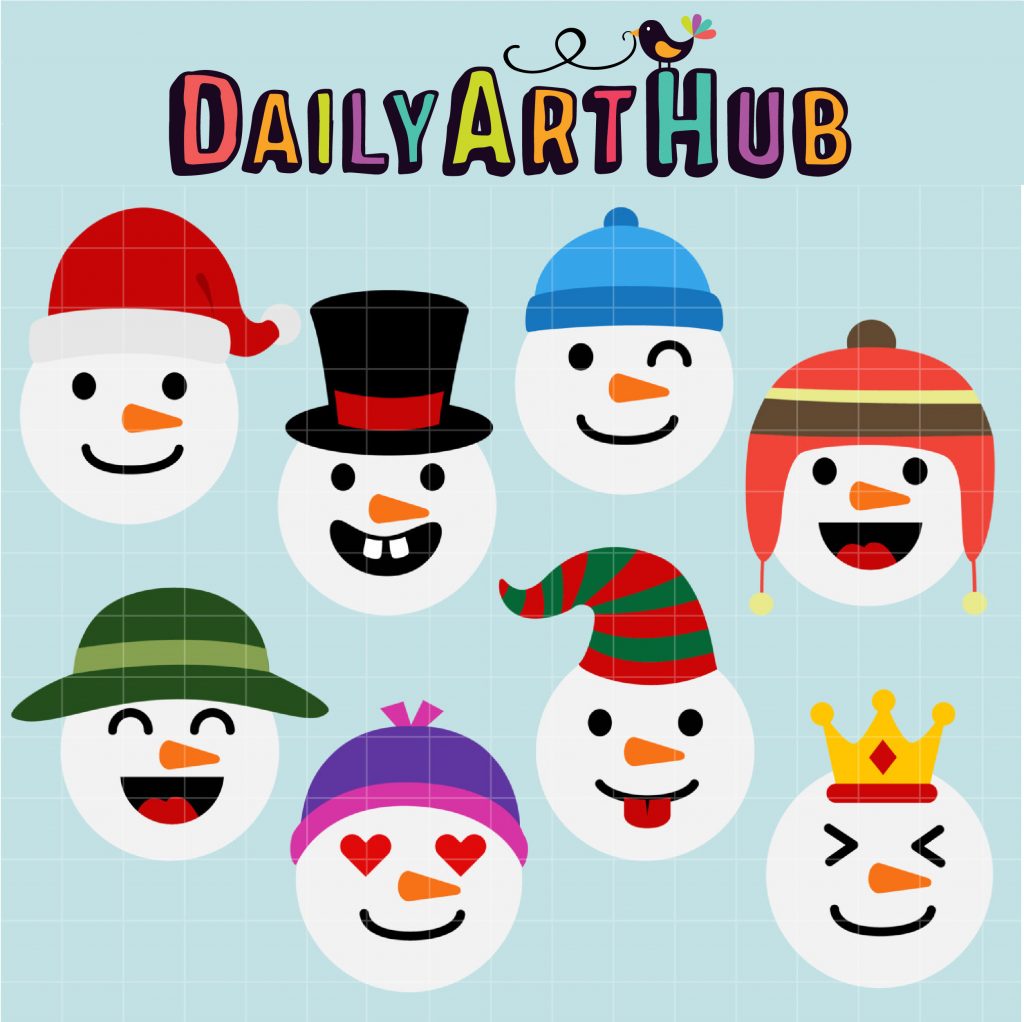 Snowman Heads Clip Art Set – Daily Art Hub // Graphics, Alphabets & SVG