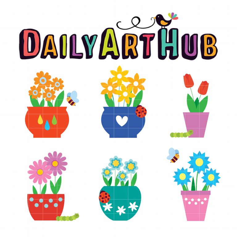 Spring Flower in pot Clip Art Set – Daily Art Hub // Graphics ...