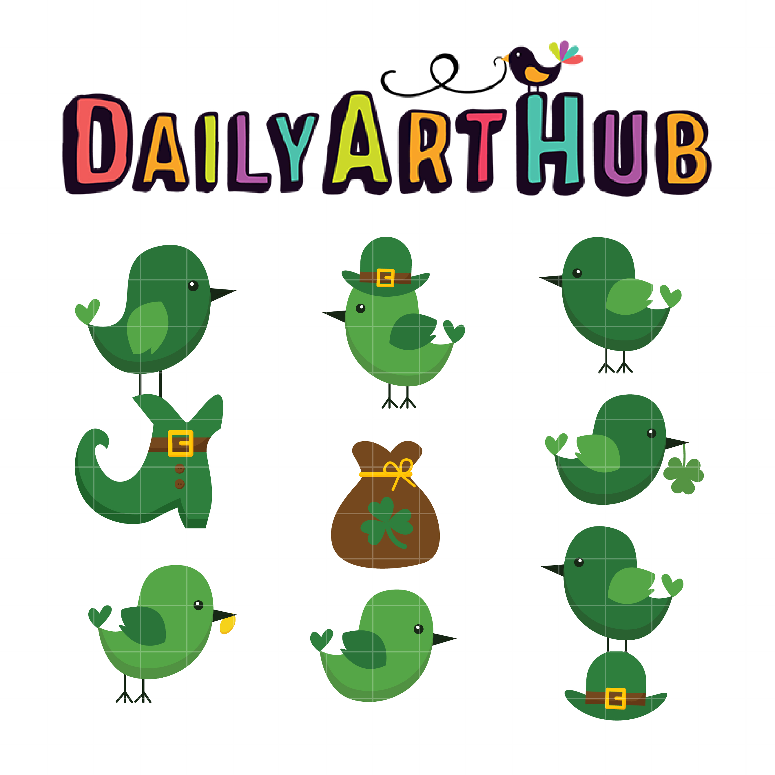 Green Lucky Birds Clip Art Set – Daily Art Hub – Free Clip Art Everyday