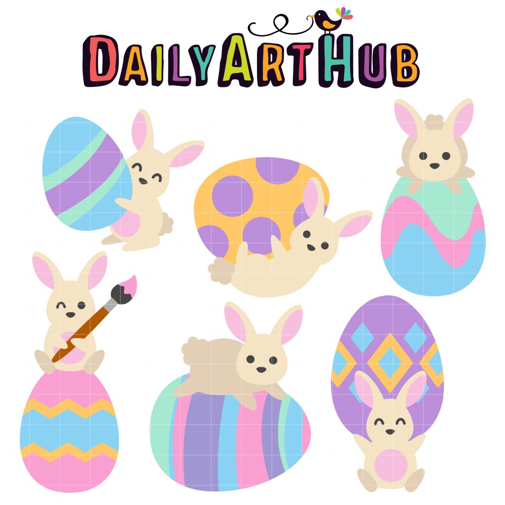 Cute Bunny Eggs Clip Art Set – Daily Art Hub // Graphics, Alphabets & SVG