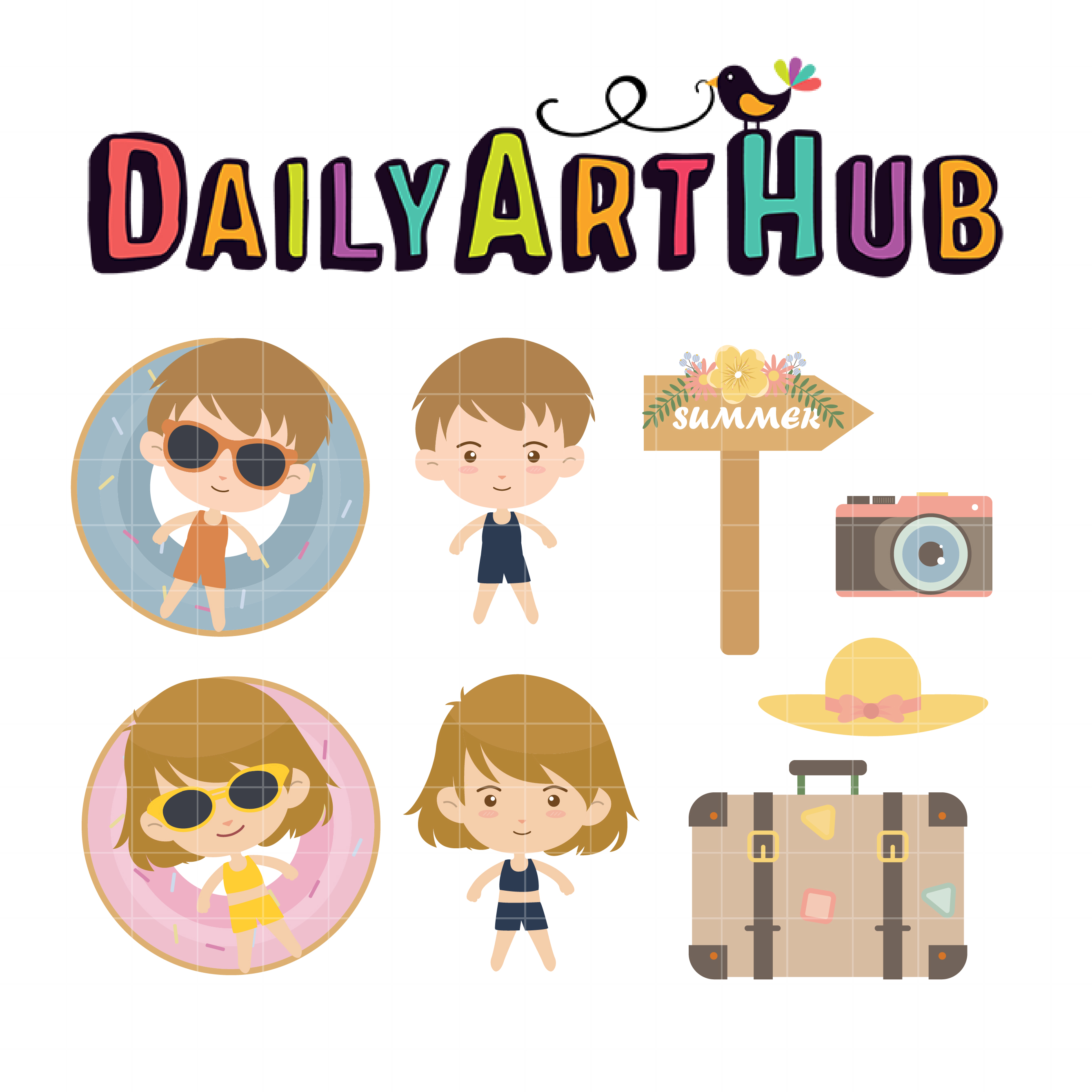 Cute Summer Collection Clip Art Set – Daily Art Hub – Free Clip Art ...