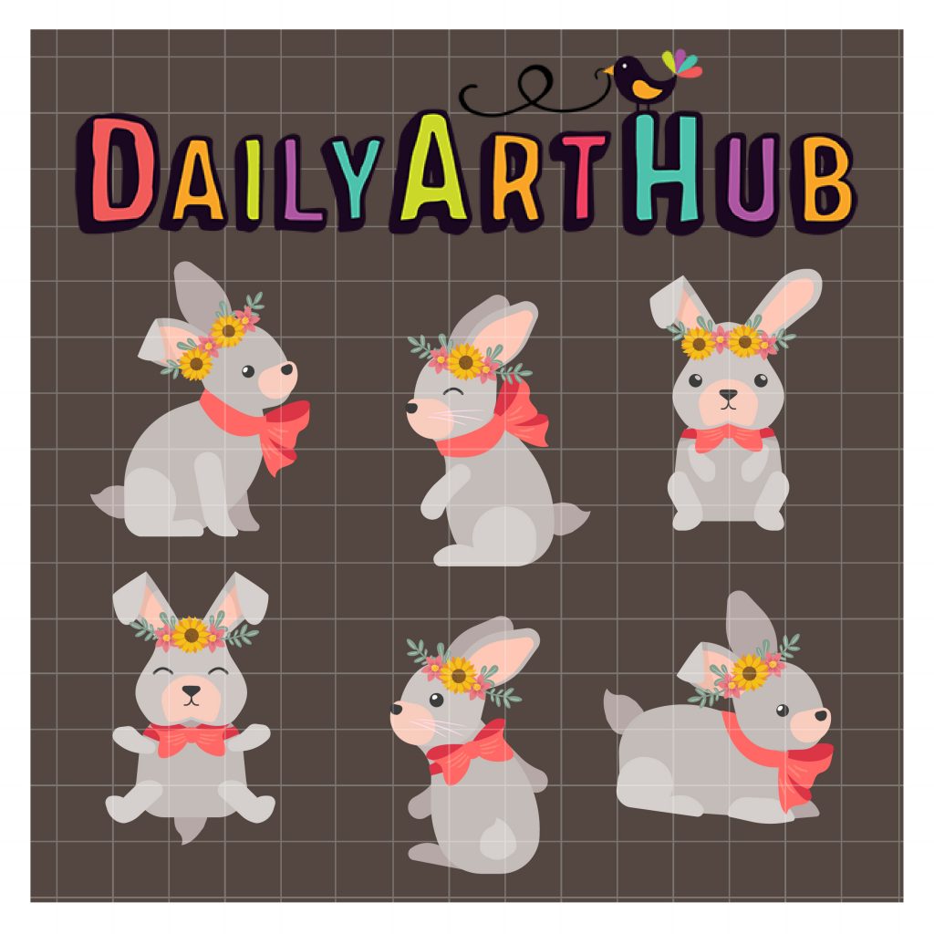 Spring Bunnies Clip Art Set – Daily Art Hub // Graphics, Alphabets & SVG