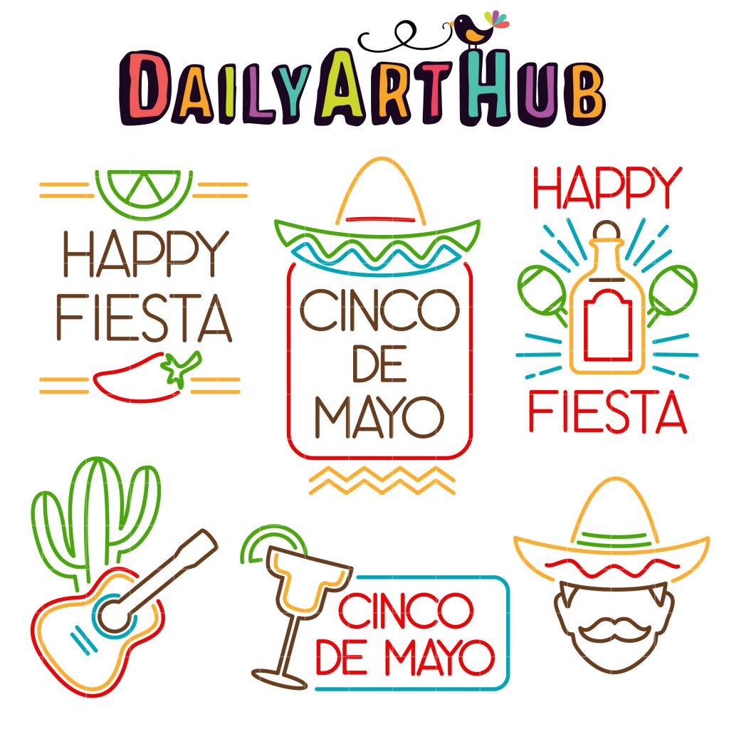 Cinco de Mayo Signs Clip Art Set – Daily Art Hub // Graphics, Alphabets ...