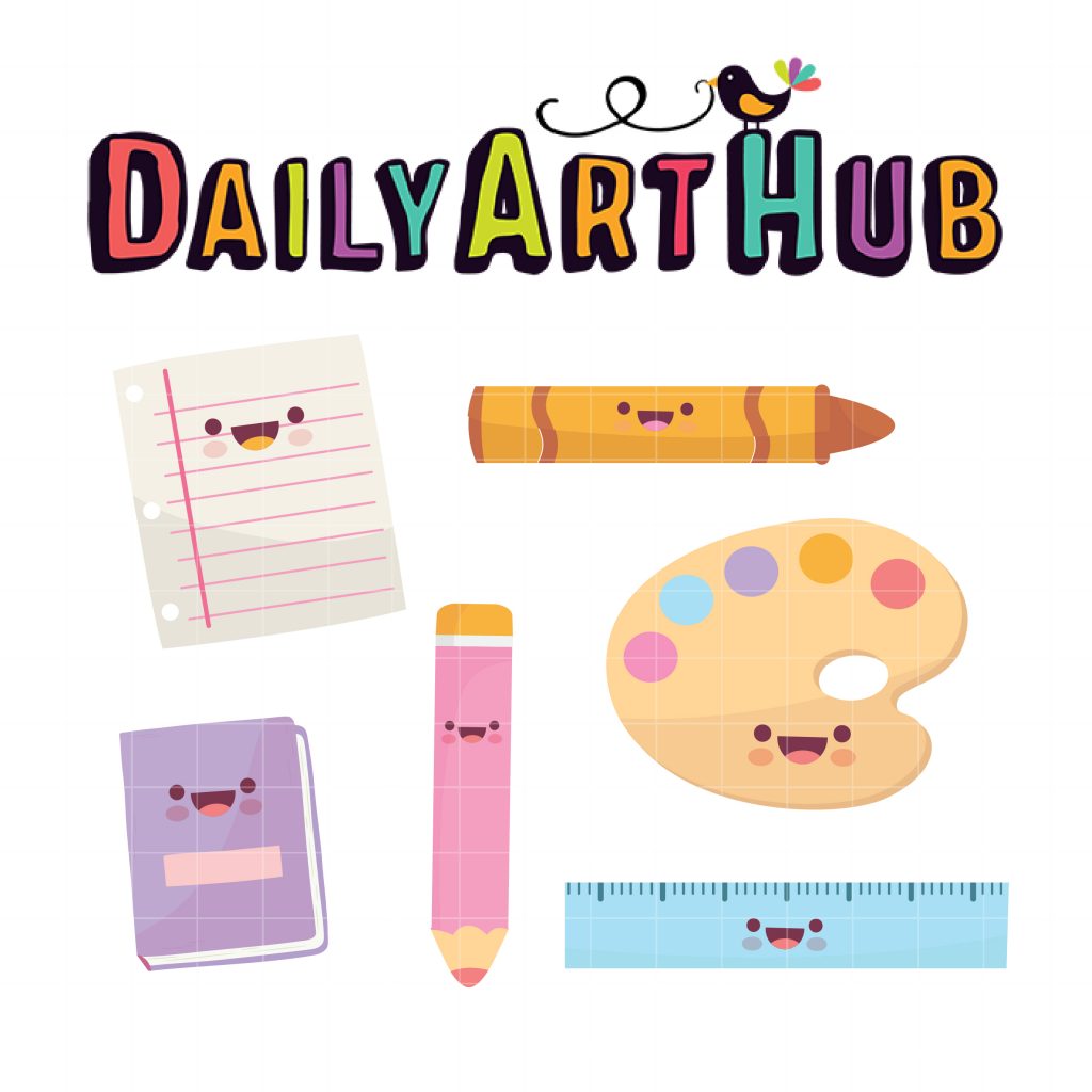 Cute and Colorful School Supply Clip Art Set – Daily Art Hub ...