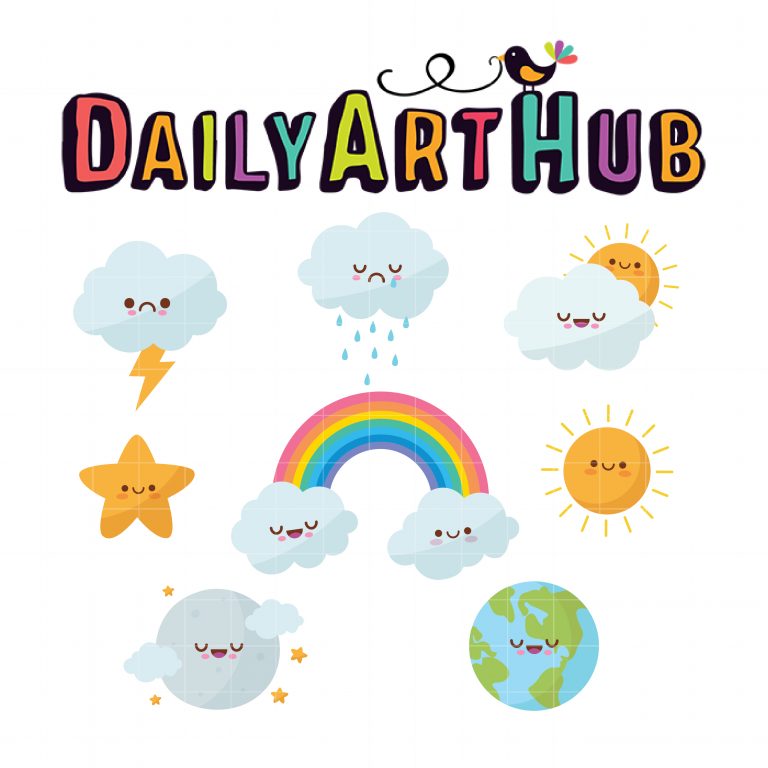 Cute Weather Clip Art Set – Daily Art Hub // Graphics, Alphabets & SVG