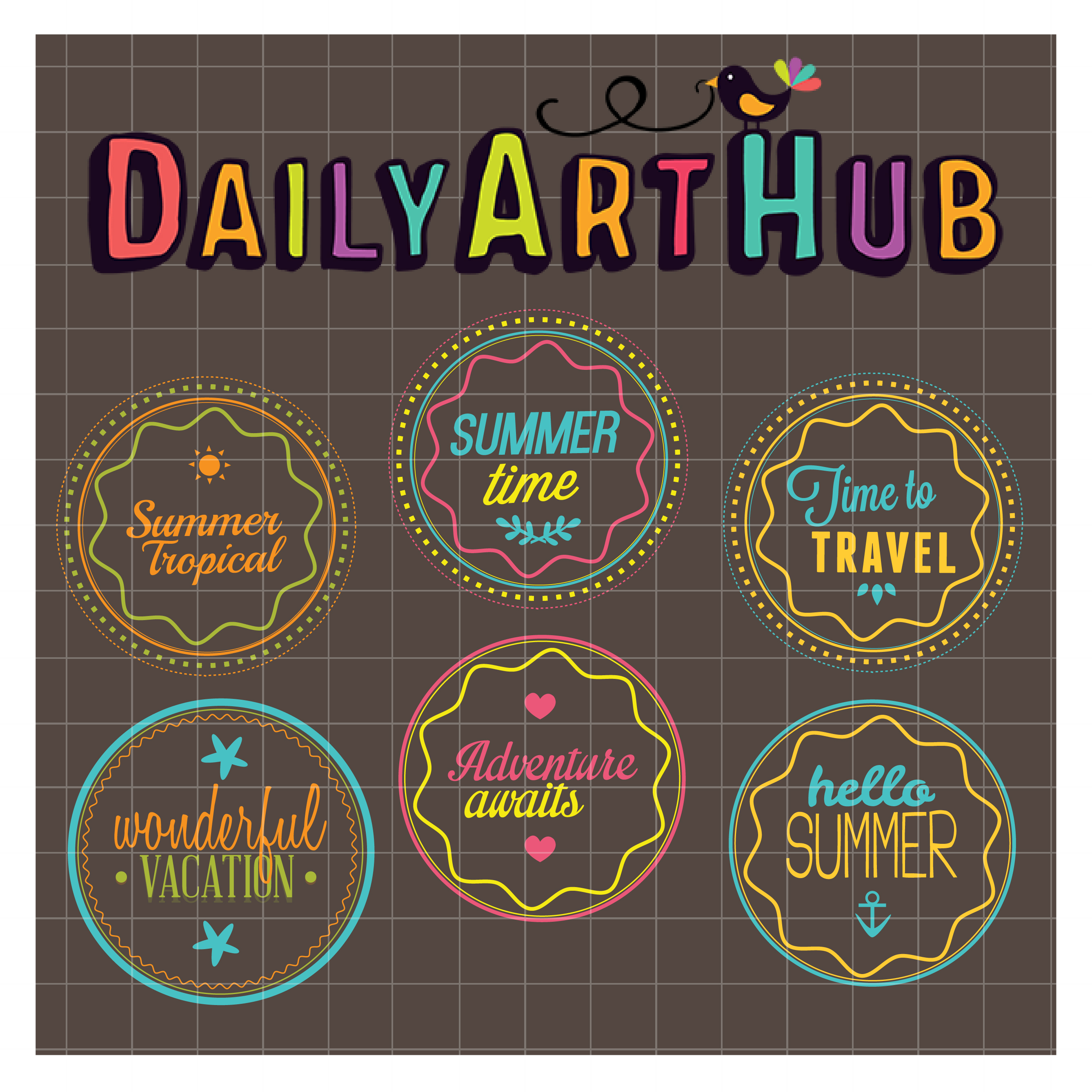 Summer Stamp Clip Art Set – Daily Art Hub – Free Clip Art Everyday