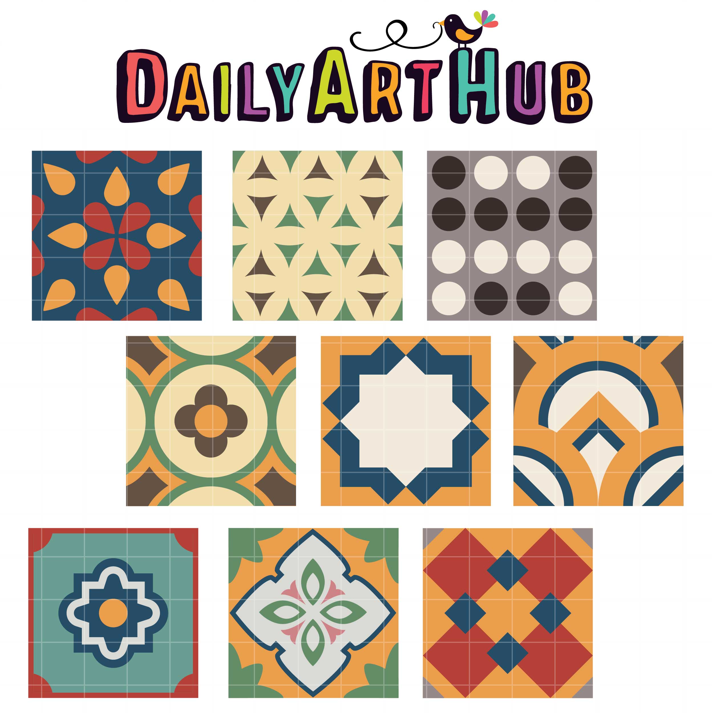 Traditional Tiles Clip Art Set – Daily Art Hub – Free Clip Art Everyday
