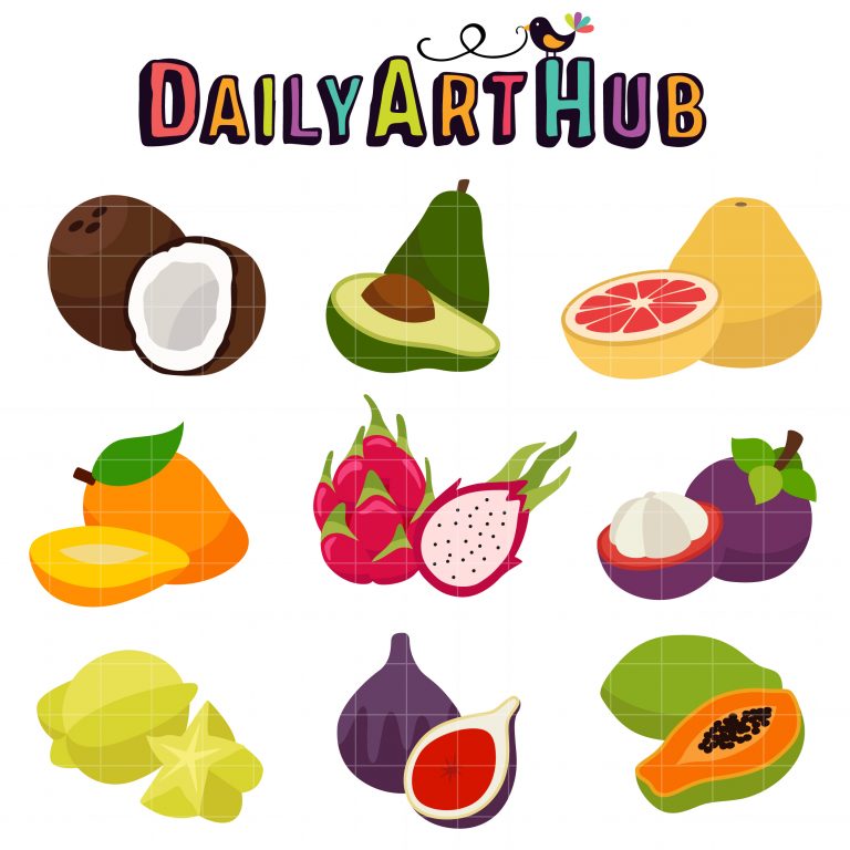 Tropical Fruits Clip Art Set – Daily Art Hub // Graphics, Alphabets & SVG
