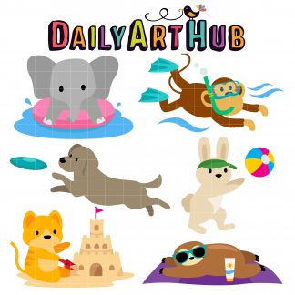 Beach Bunnies Clip Art Set – Daily Art Hub – Free Clip Art Everyday