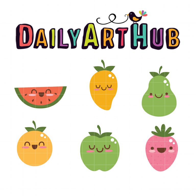 Cute Fruits with Face Clip Art Set – Daily Art Hub // Graphics ...