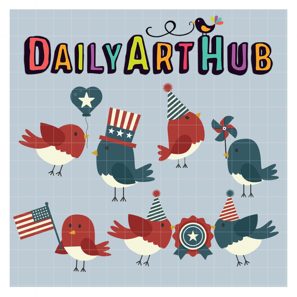 4th of July Birds Clip Art Set – Daily Art Hub // Graphics, Alphabets & SVG