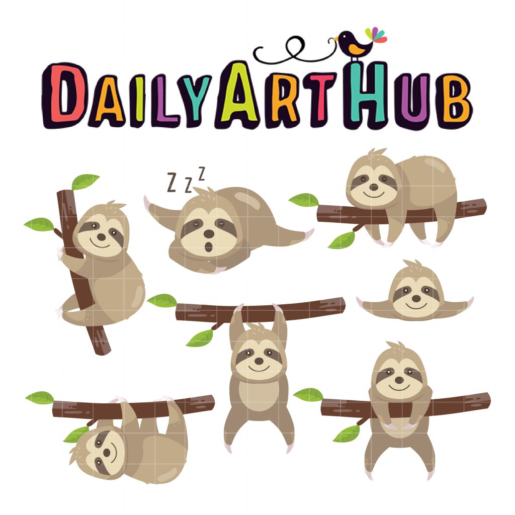 Cute Sloth Clip Art Set – Daily Art Hub // Graphics, Alphabets & SVG