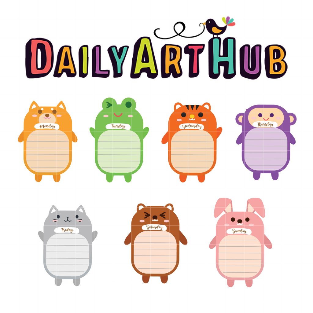Cute Weekly Notepads Clip Art Set – Daily Art Hub // Graphics ...