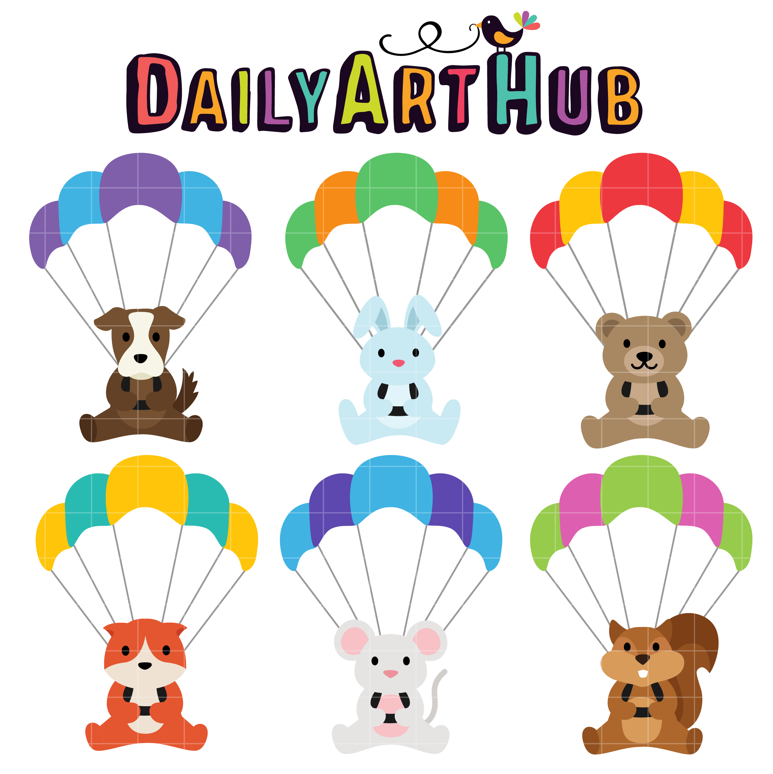 Parachuting Animals Clip Art Set – Daily Art Hub – Free Clip Art Everyday
