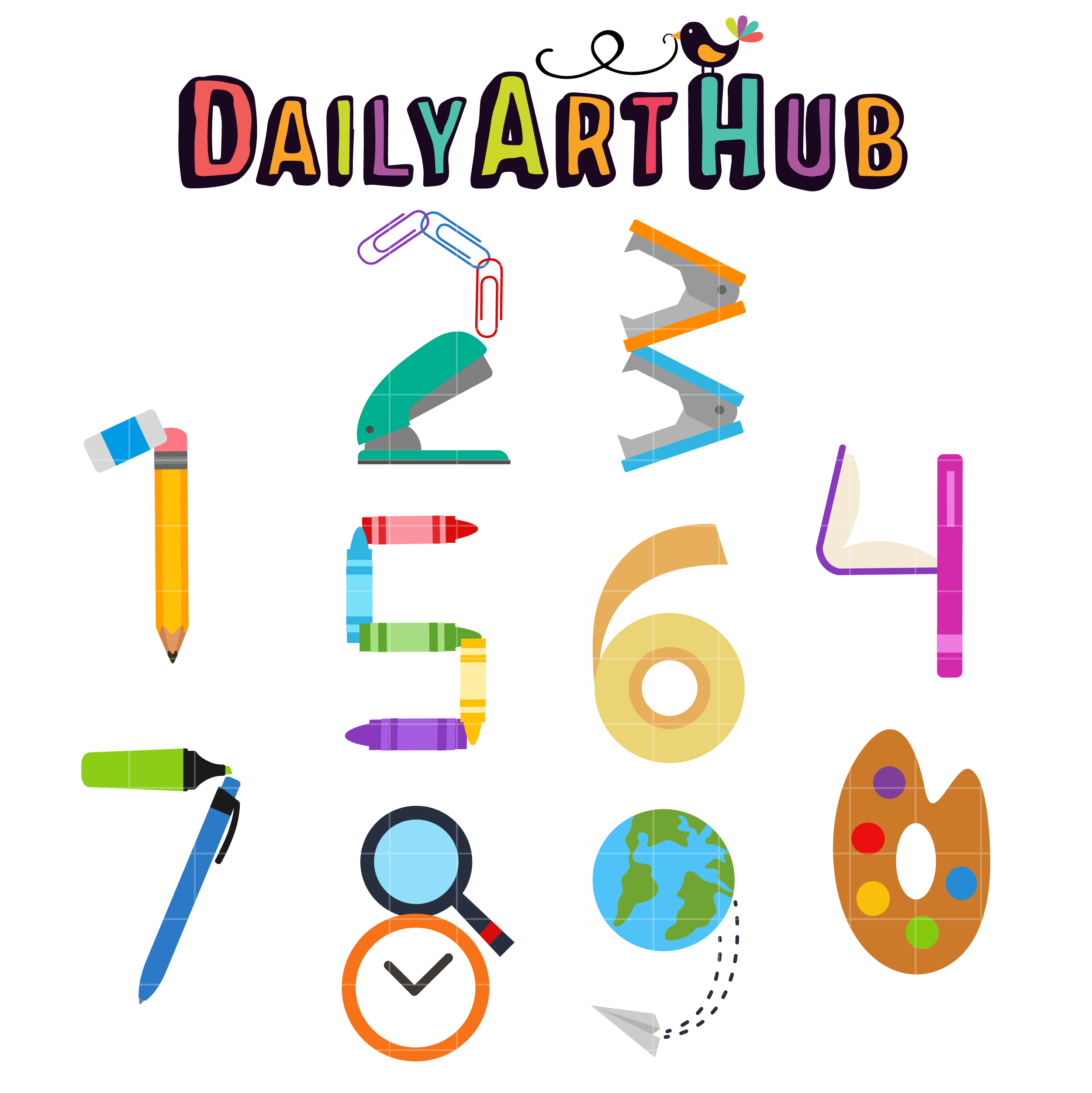 School Supplies Numbers Clip Art Set – Daily Art Hub – Free Clip Art ...