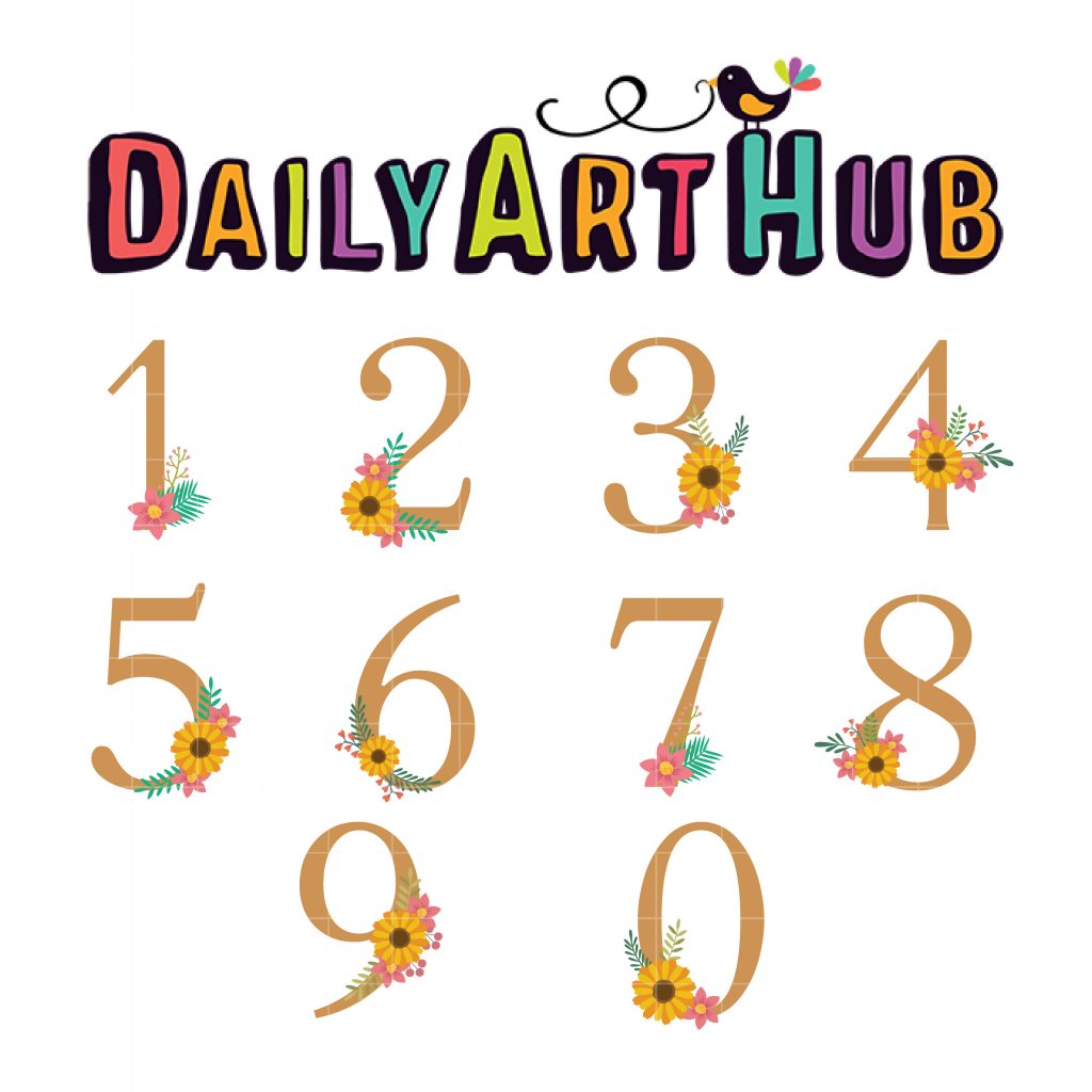 Botanical Numbers Clip Art Set – Daily Art Hub // Graphics, Alphabets & SVG