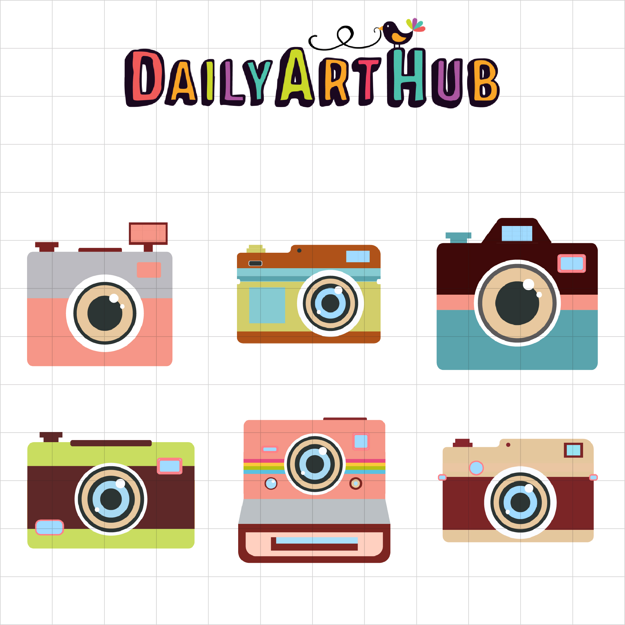 Colorful Cameras Clip Art Set – Daily Art Hub – Free Clip Art Everyday