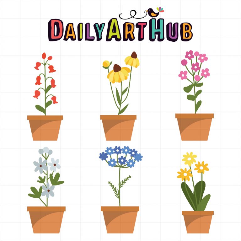 Flowers in Pot Clip Art Set – Daily Art Hub // Graphics, Alphabets & SVG