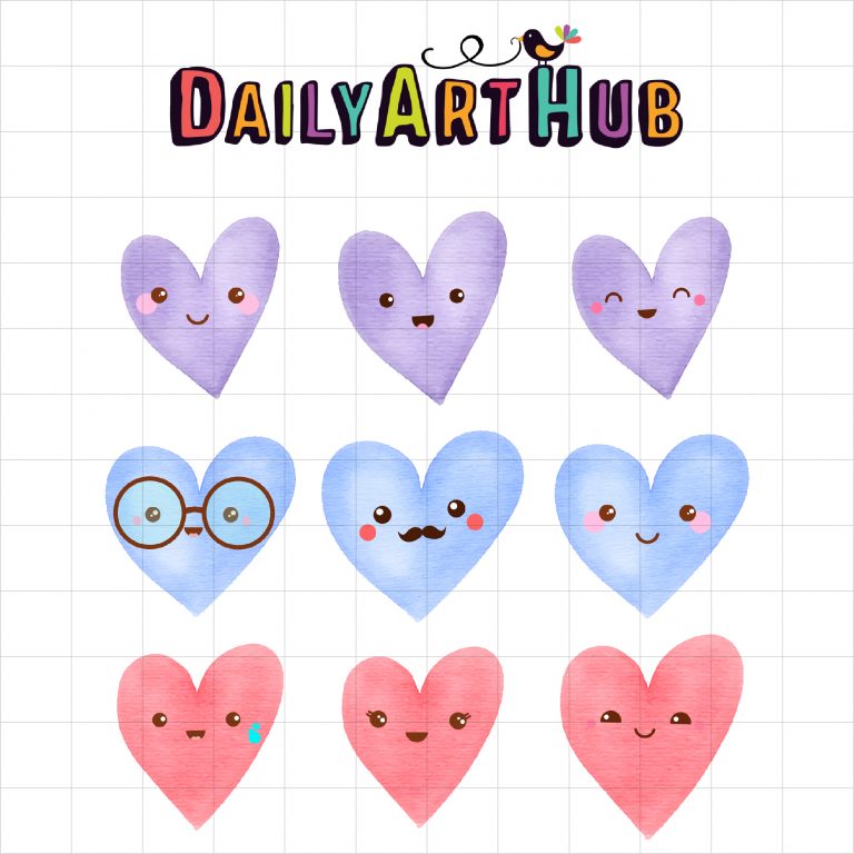 Kawaii Hearts Emoticon Clip Art Set – Daily Art Hub // Graphics ...