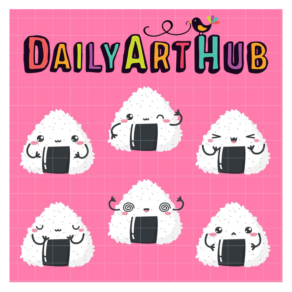 Kawaii Onigiri Clip Art Set – Daily Art Hub // Graphics, Alphabets & SVG