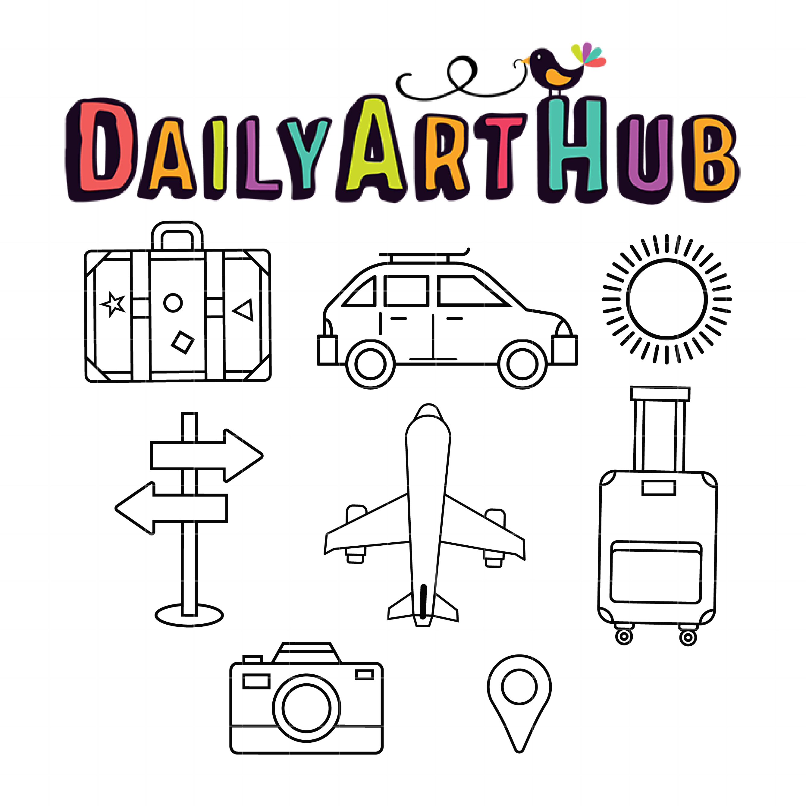 Vacation Clip Art Free Black And White